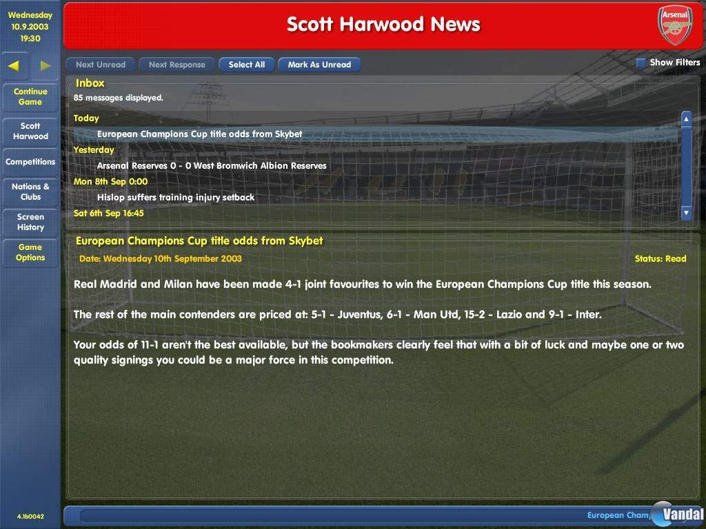 Championship Manager 03/04 - Videojuego (PC) - Vandal